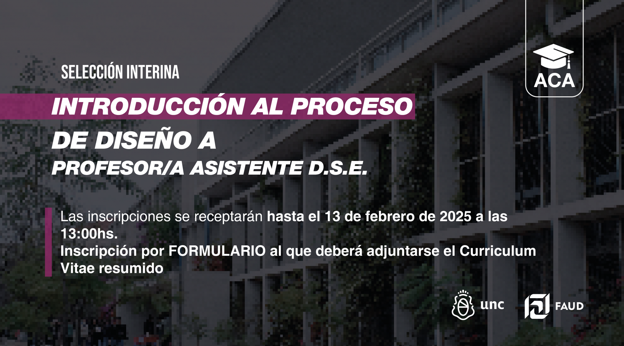 Facultad de Arquitectura, Urbanismo y Diseño | Selección Interina de un ...
